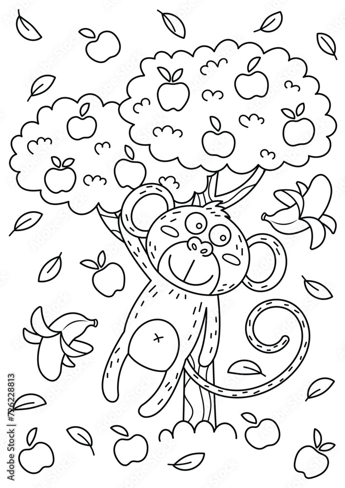Vecteur Stock Cute animal coloring page for kids and adults. Coloring ...