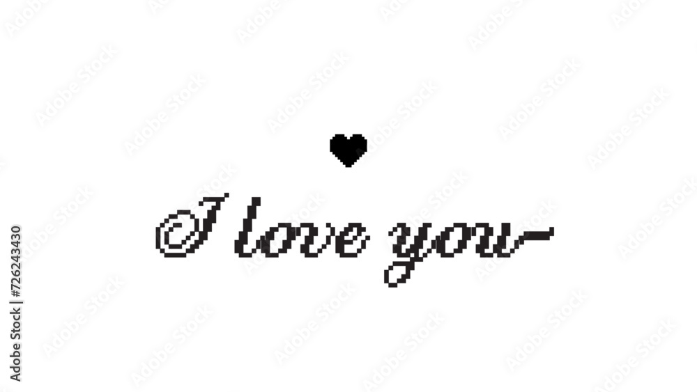 Valentines day background with pixel art hearts and cursive type ...