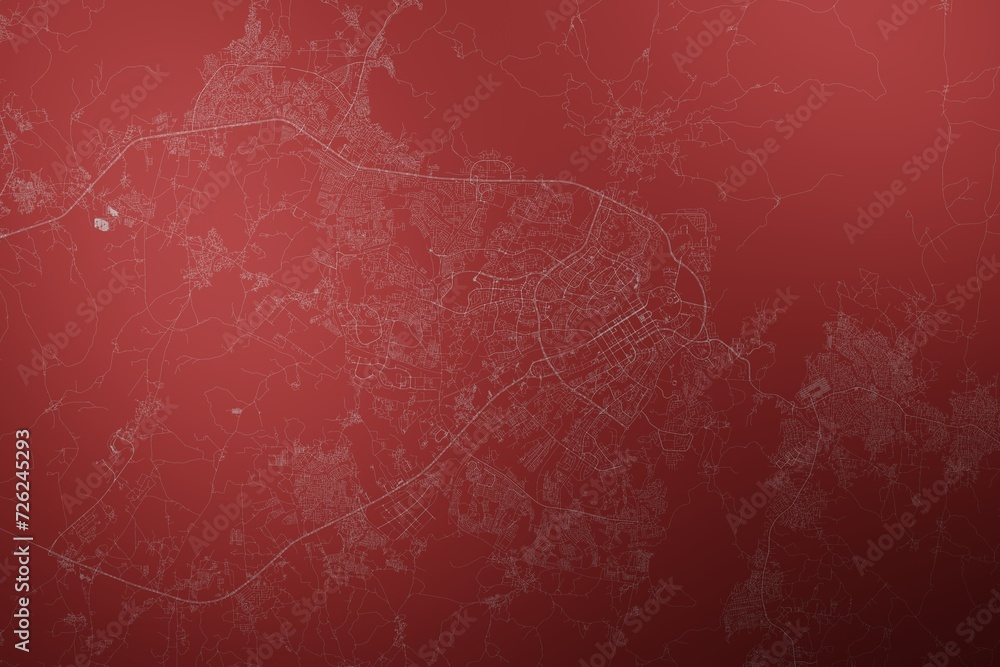 Map of the streets of Abuja (Nigeria) made with white lines on abstract ...