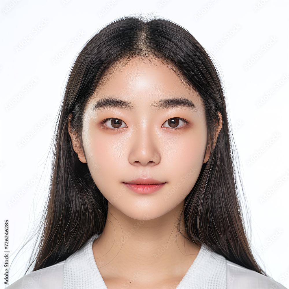 Face ID photo of A beautiful woman with brunette hair and a captivating ...