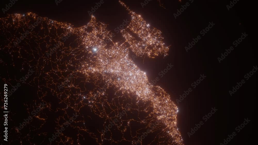 Cebu City (Philippines) aerial view at night. Top view on modern city ...