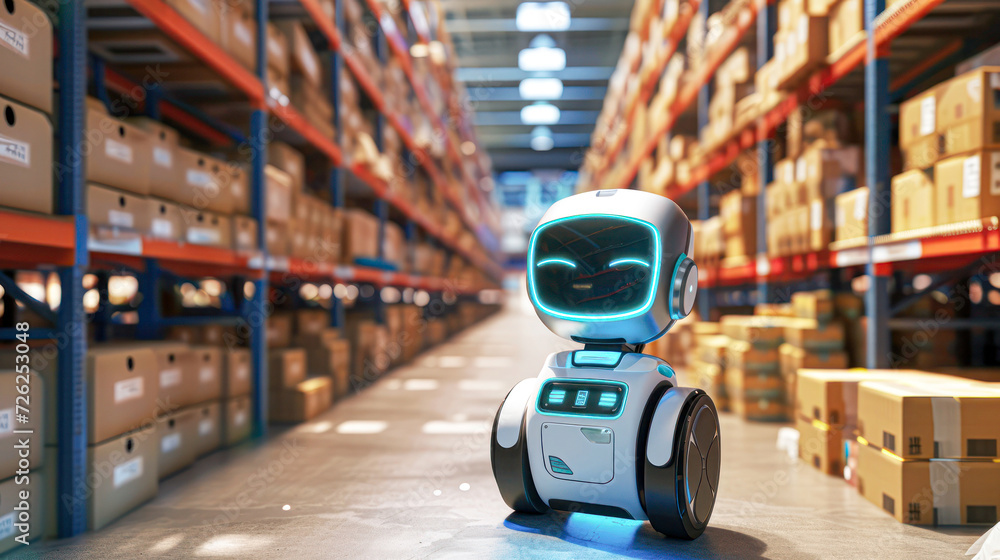 Autonomous Robot Navigating a Warehouse Aisle.An intelligent robotics system, designed for ...