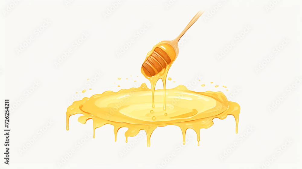 Dripping honey on honeycomb water color, cartoon, hand drawing ...