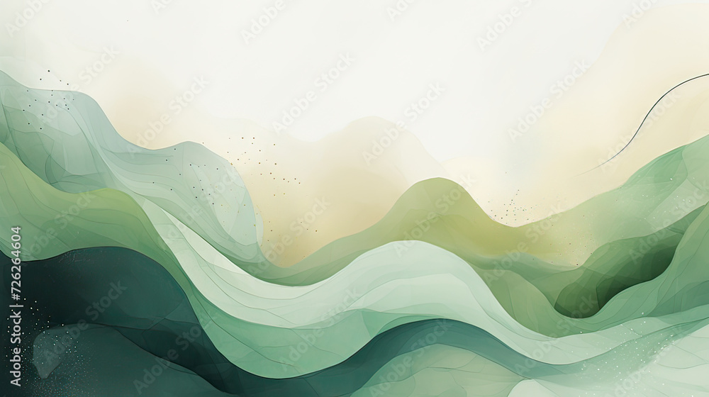 Cool Green Neutrals color palette, incorporating fluid shapes, dynamic ...