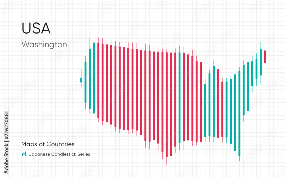 United States of America, USA map is shown in a chart with bars and ...