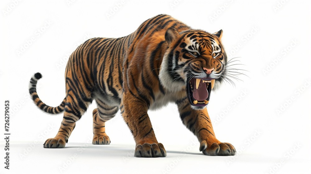 A stunning 3D rendering of a fierce tiger in all its glory. This super ...