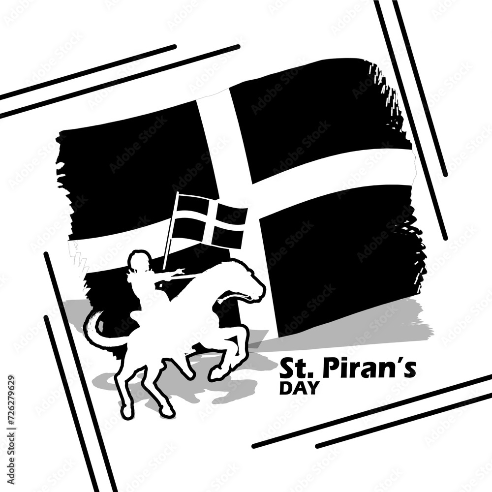 St. Piran's Day event banner. St Pirans flag flying with a person ...