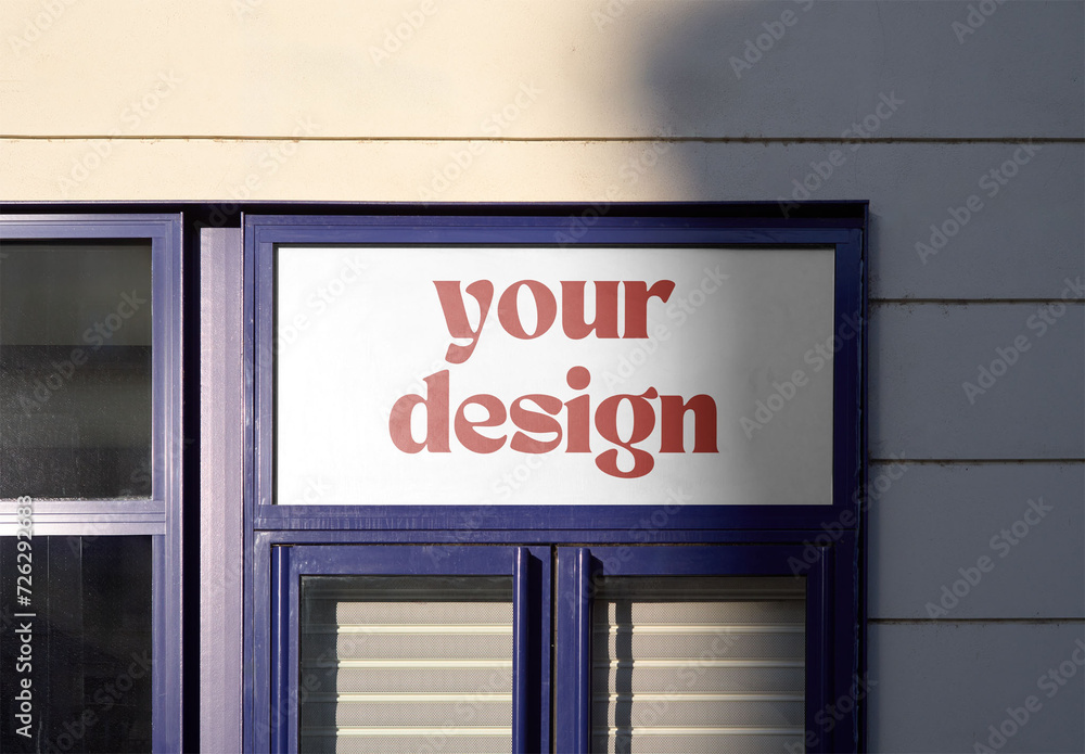 Mockup of customizable horizontal sign above doors Stock Template ...