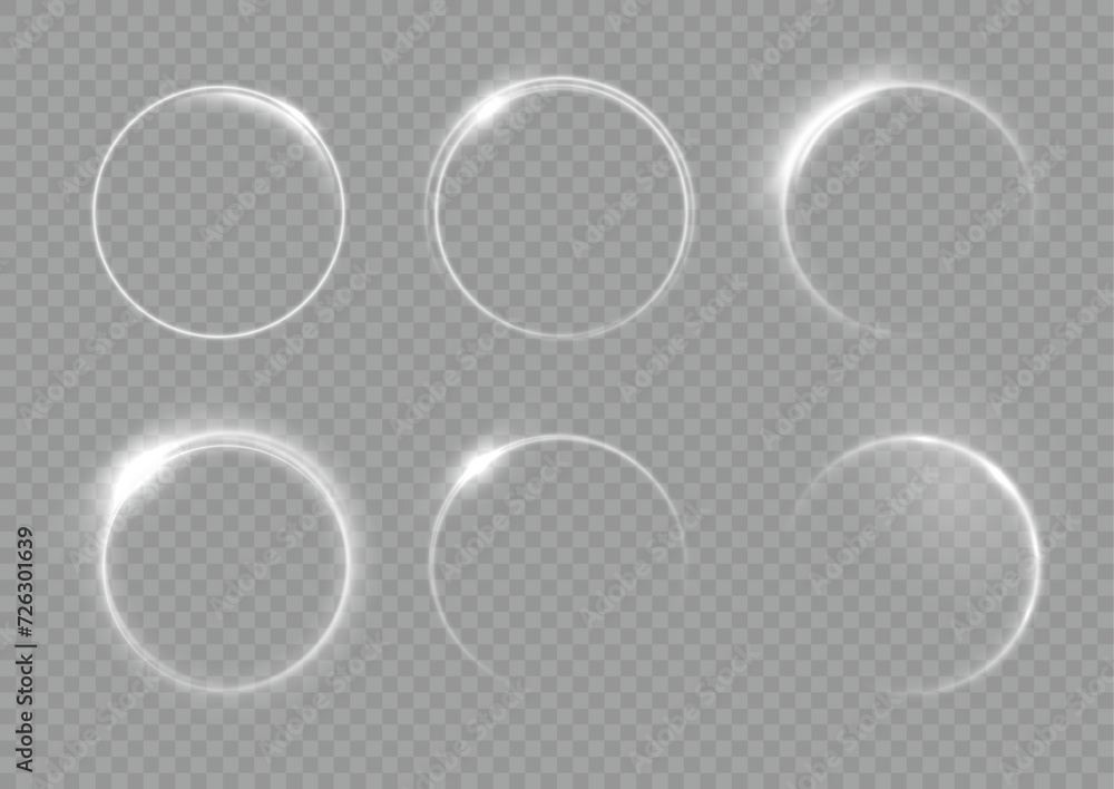 Light white circle. The energy flow tunnel. Curve light effect of white ...