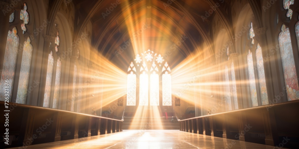 Vibrant Rays Of Sun Piercing Through A Stainedglass Window ...