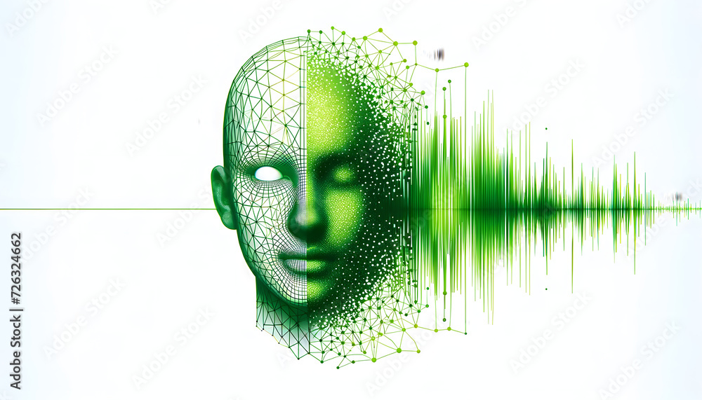 Deepfake illustration background. AI machine learning generated fake ...