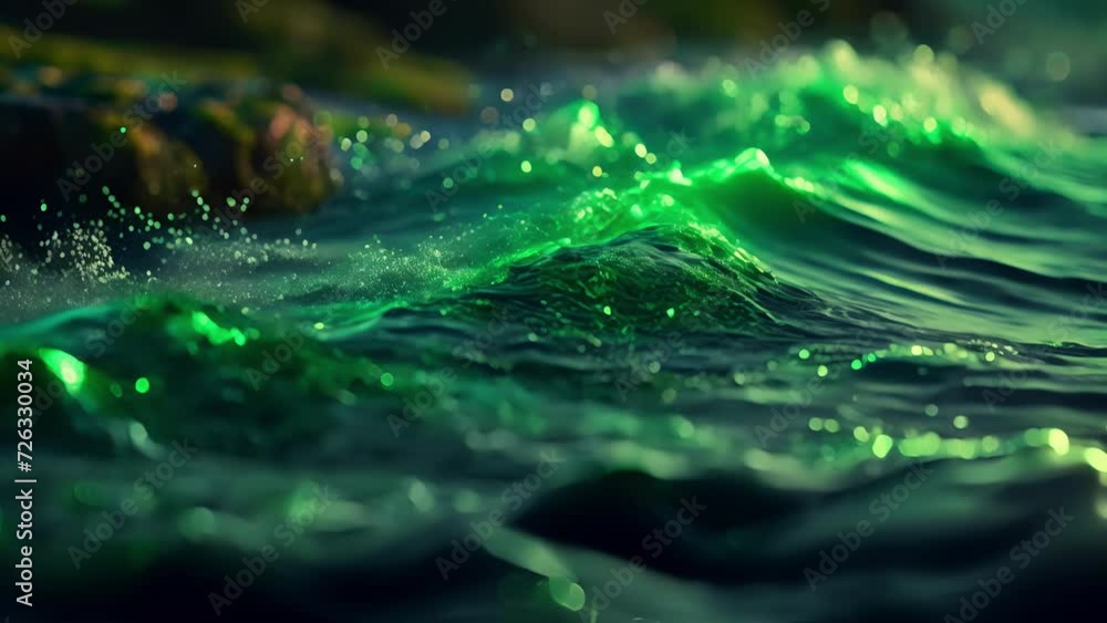 A neon green sea s winds its way through the water its glowing body ...