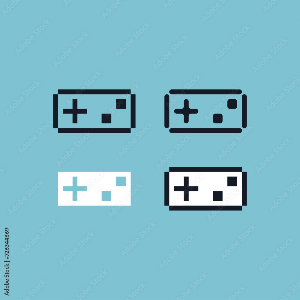 Pixel art outline sets icon of joystick pad variation color. Game joy ...