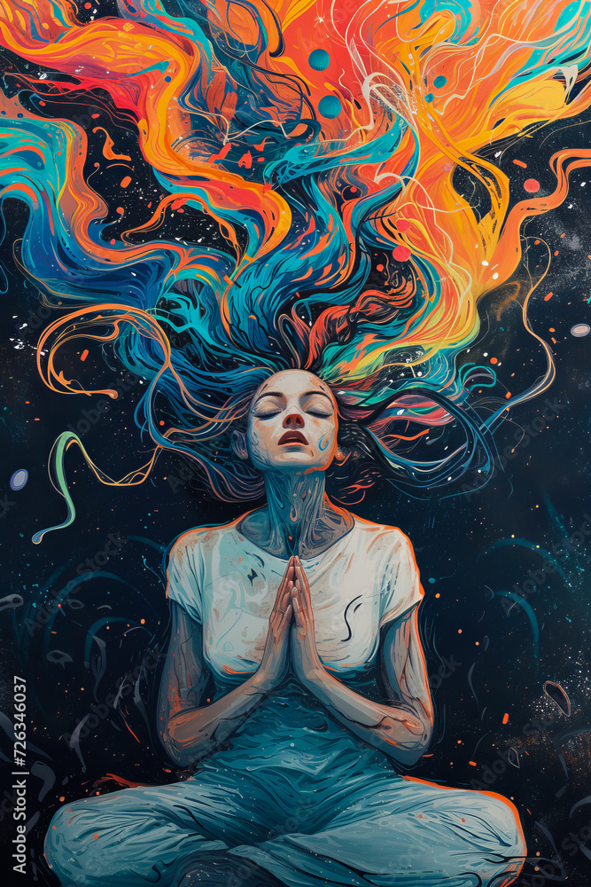 Stress Awareness. Generative Image. A digital illustration of a man’s ...