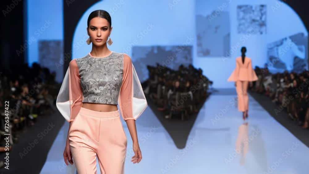 Animated image shows a fictitious fashion show. The outfit designed by ...