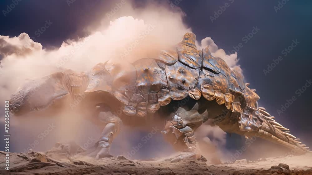 The preserved remains of an armored Ankylosaurus with puncture s ...