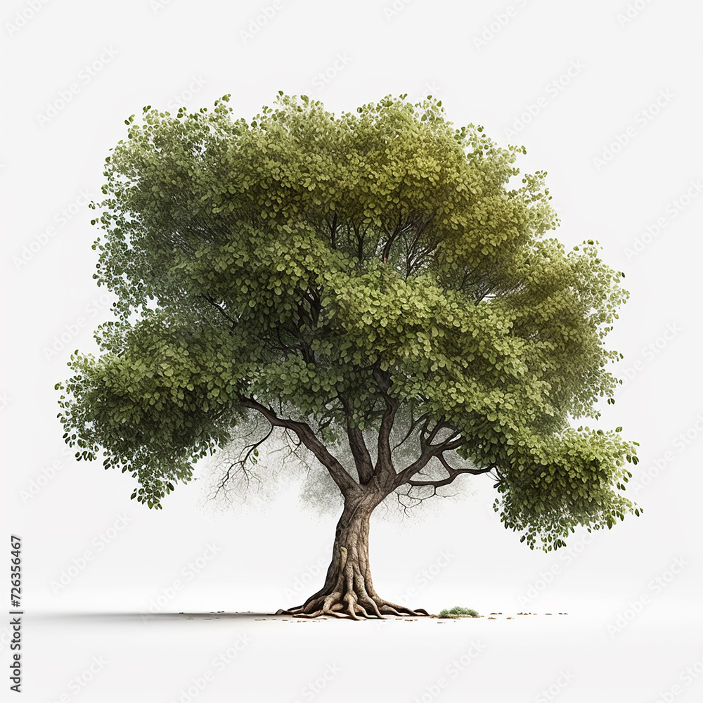 Beautiful single green tree isolated white background, ultra HD ...
