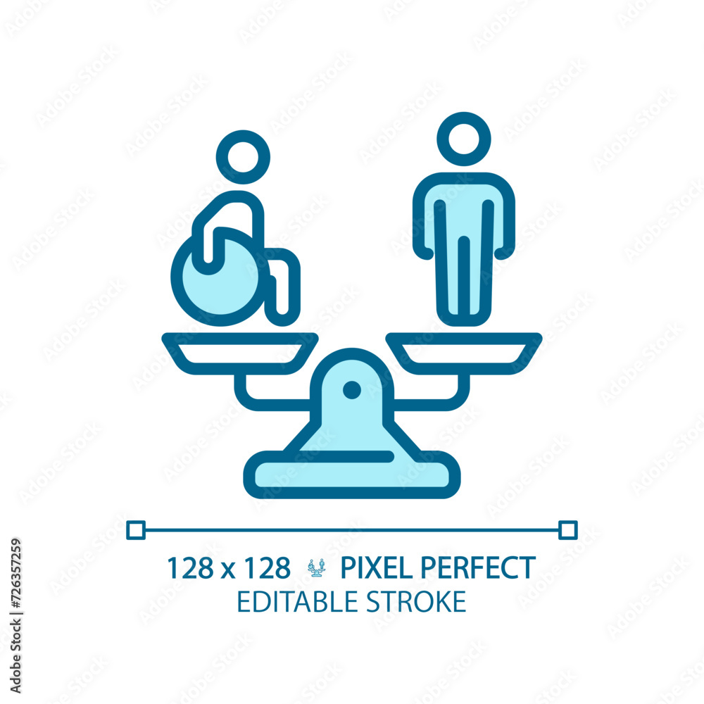 Equality and diversity light blue icon. Disability rights. Disabled ...