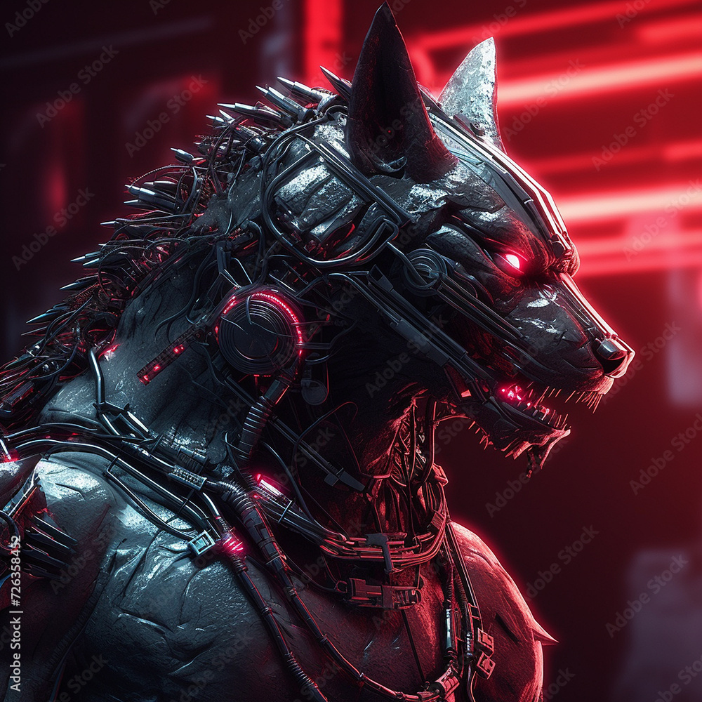 Beautiful wolf cyborg red robot modern technology pictures, ultra HD ...