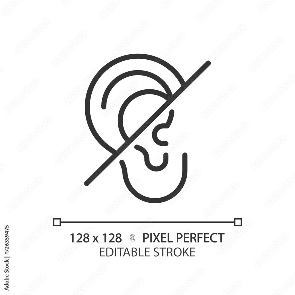 Hearing loss linear icon. Intellectual disability, hearing aids ...