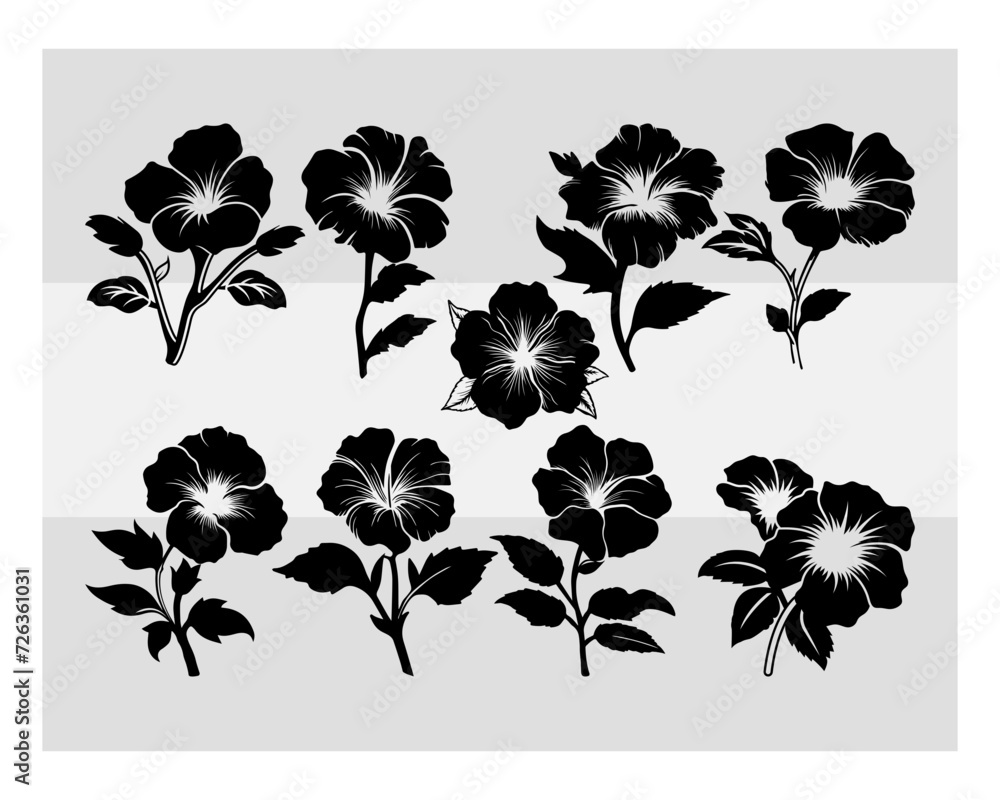 Vetor de Petunia SVG Bundle, Petunia Silhouette, Petunia Flower ...