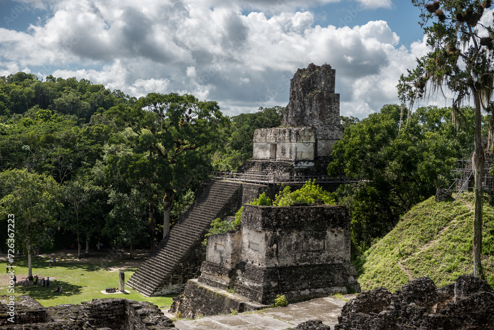 Pyramid and the Temple in Tikal Park. Sightseeing object in Guatemala ...