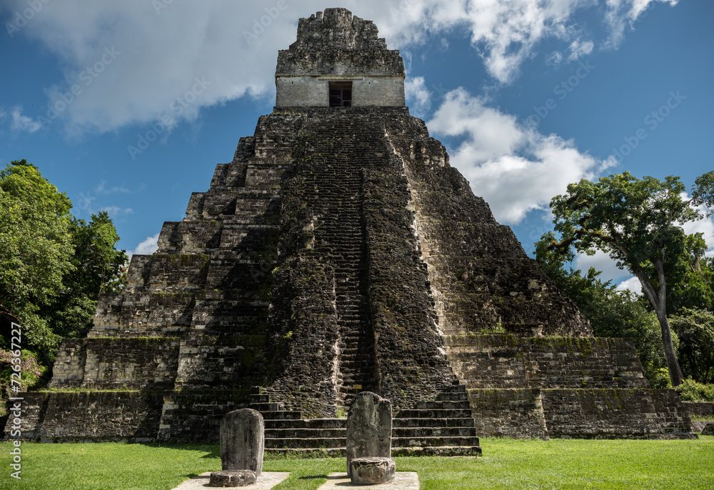 Pyramid and the Temple in Tikal Park. Sightseeing object in Guatemala ...
