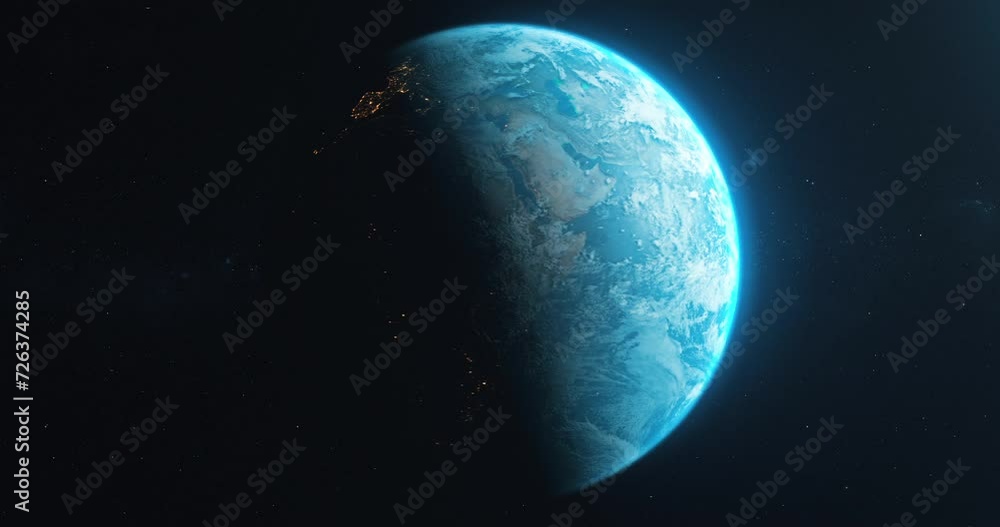 Earth Rotate Background With Stars. Realistic Earth And Space ...