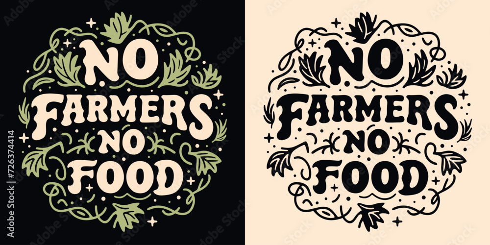 No farmers no food round badge logo lettering to support farmers ...