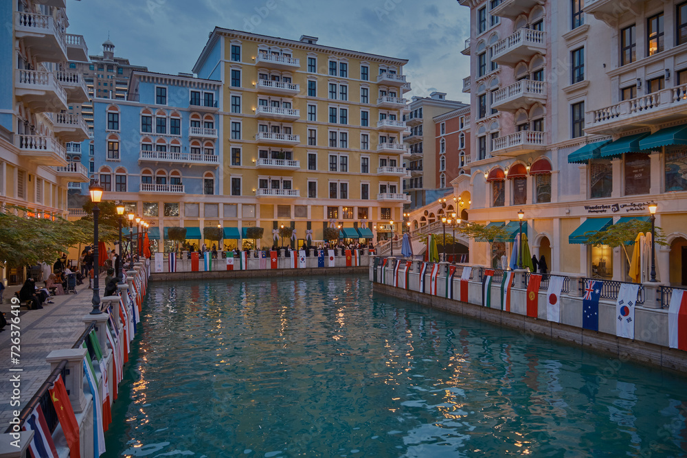 Qanat Quartier in The pearl, Doha Qatar after noon shot during AFC ...