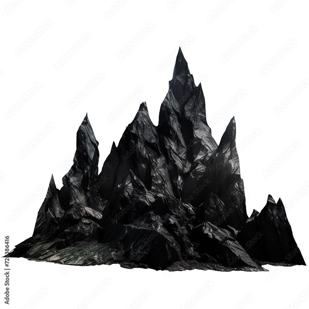 black pointed rocks in the mountain on transparent background Remove ...