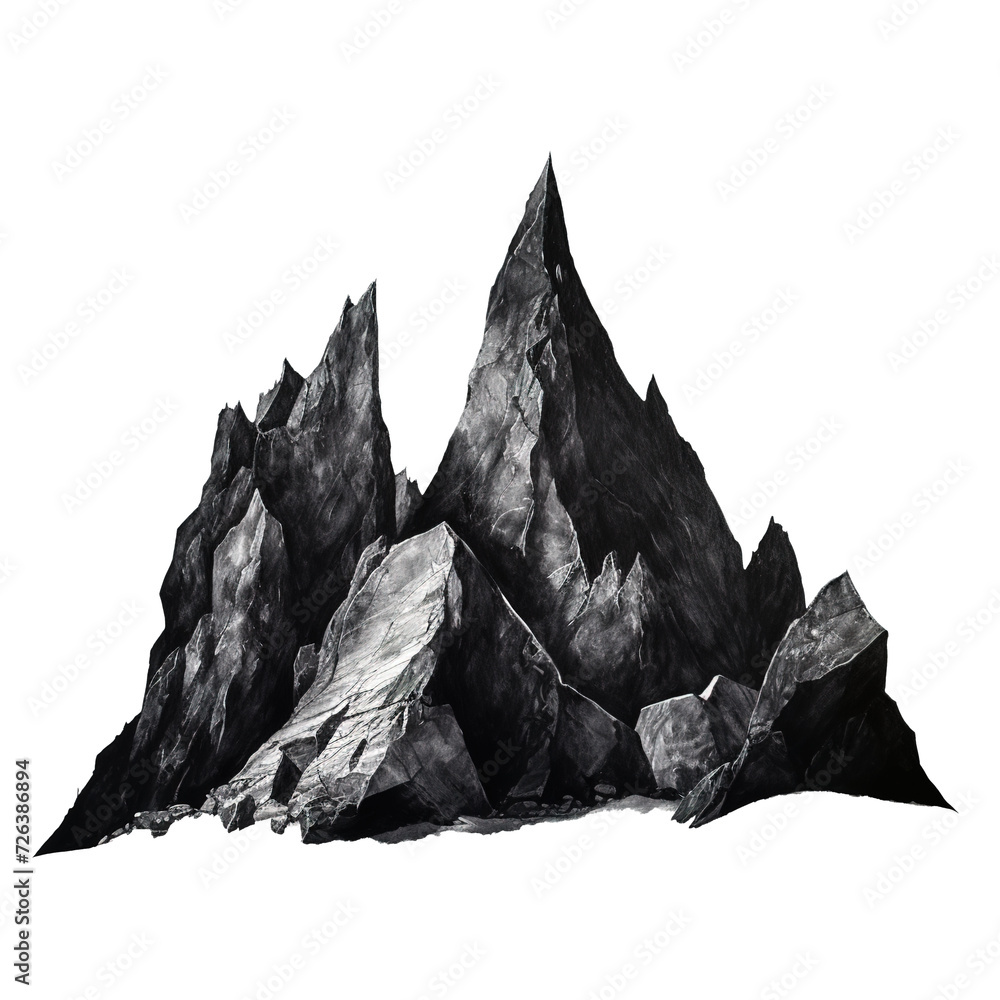black pointed rocks in the mountain on transparent background Remove ...