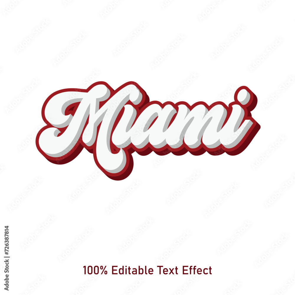 Miami text effect vector. Editable college t-shirt design printable ...