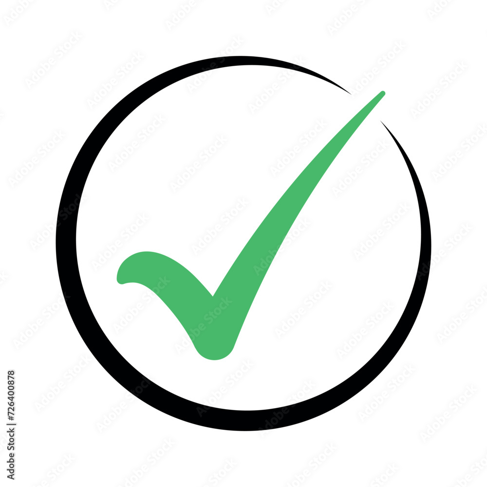 Check mark with circle calligraphy Stock Vector | Adobe Stock