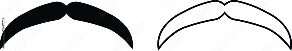 Hipster mustache icon set. Different flat or line vector collection ...