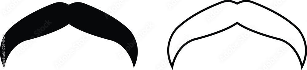 Hipster mustache icon set. Different flat or line vector collection ...