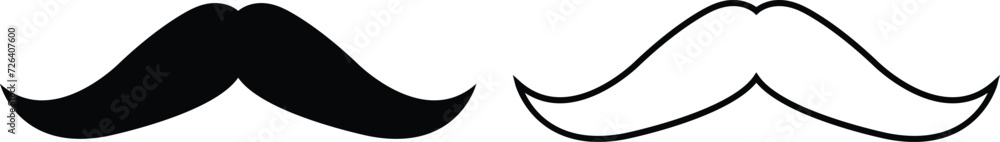 Hipster mustache icon set. Different flat or line vector collection ...