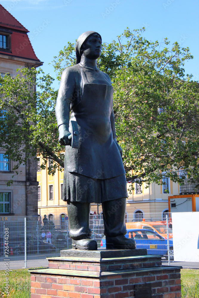 Dresden, Germany - June 3, 2023: Die Truemmerfrau, a sculpture of a ...