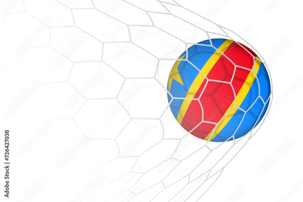 DR Congo flag soccer ball in net. Stock Vector | Adobe Stock