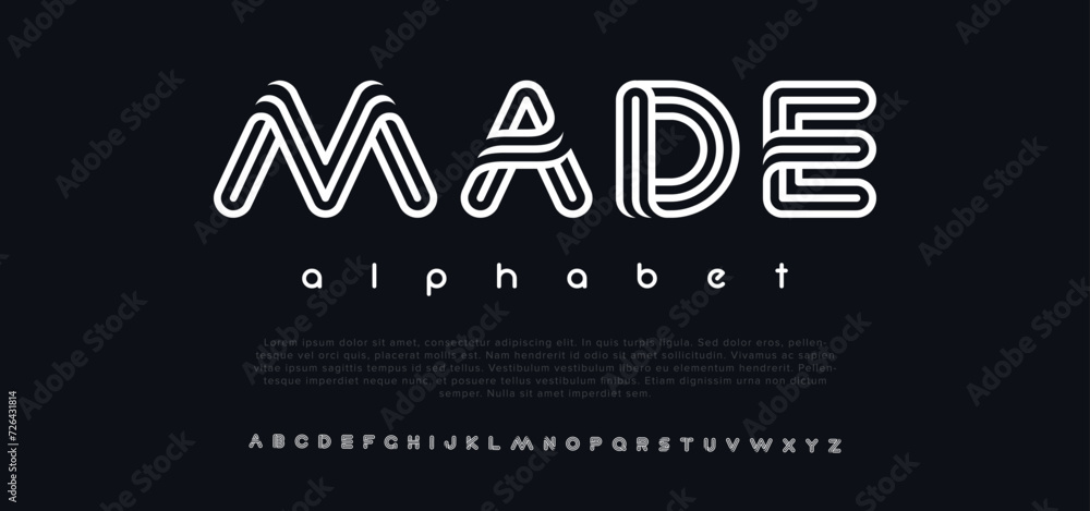 Made Double line monogram alphabet and tech fonts. Lines font regular ...