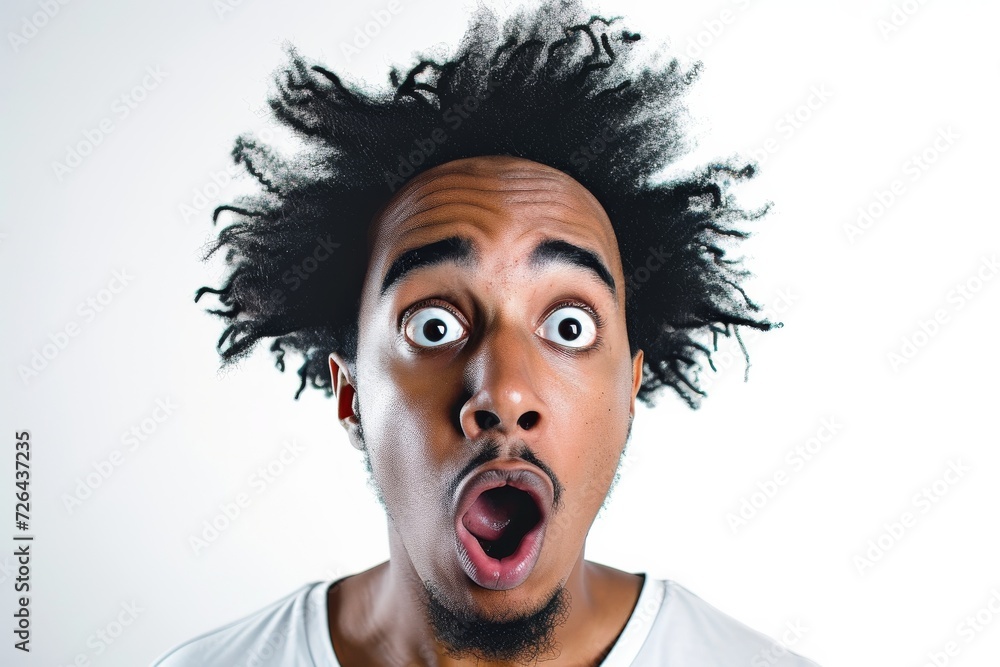 A man stands with his mouth agape, revealing a sense of shock or awe as ...