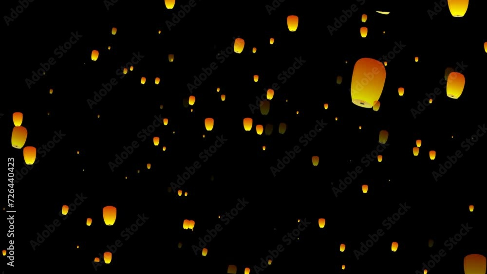 animated lanterns fly to the sky. Chinese new year greetings Background ...