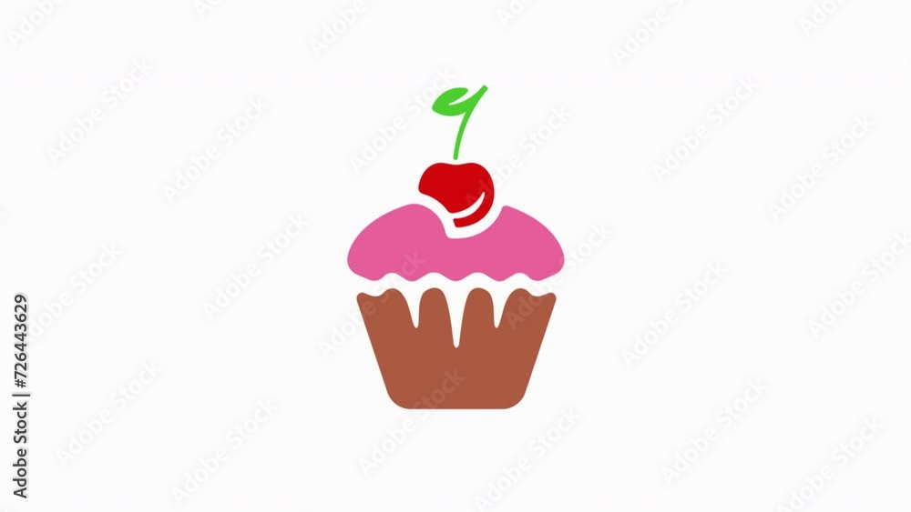 Delicious cupcake graphic animation. Alpha channel. Sweet pastries with ...