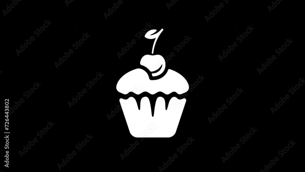 Delicious cupcake graphic animation. Alpha channel. Sweet pastries with ...
