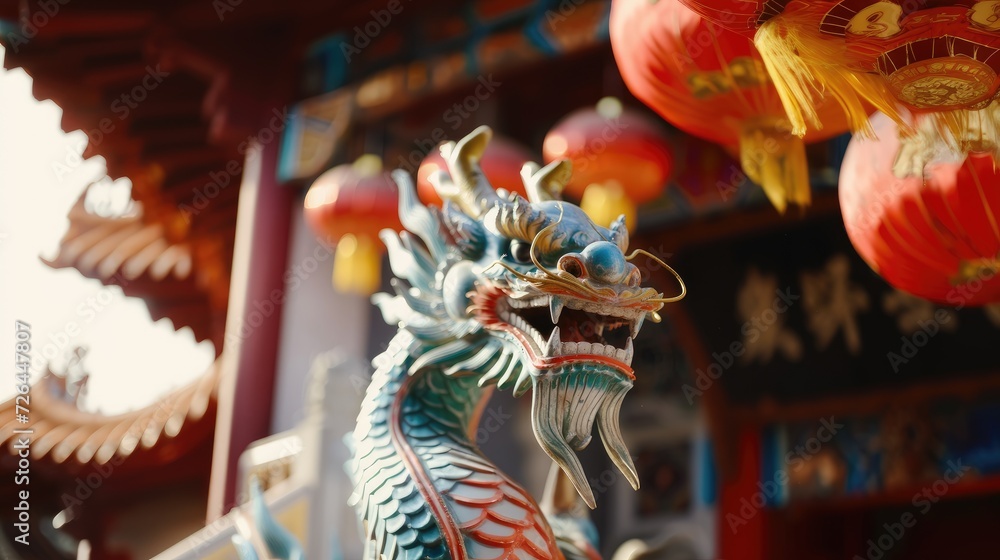 Magnificent dragon sculpture of symbolic guardian for the Chinese New ...