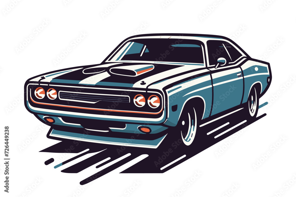 Vintage American muscle car vector illustration, classic retro custom ...