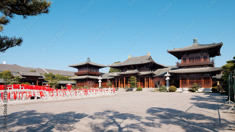 Ancient Tang dynasty style building in Baoshan temple. Buddhist temple ...