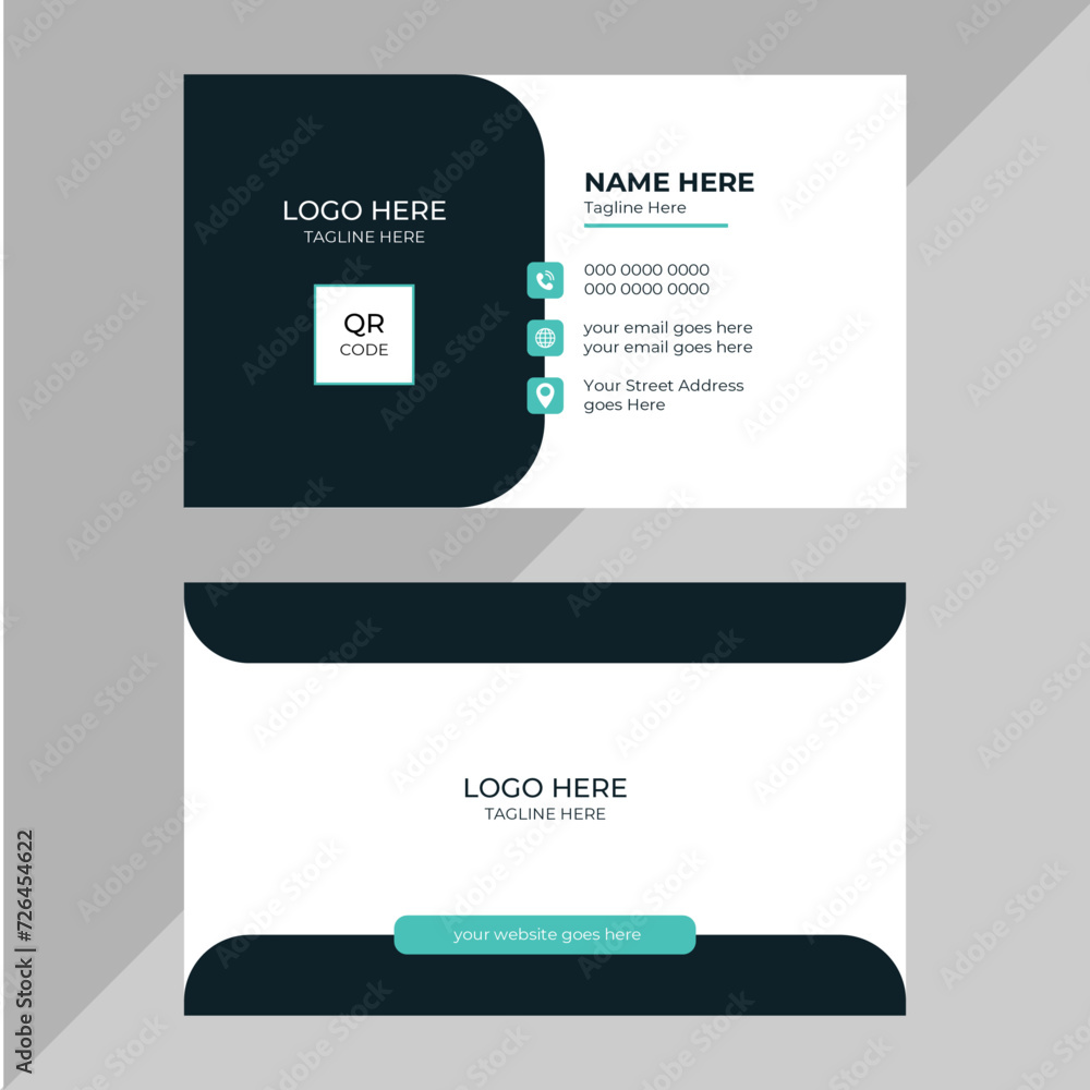 Double-sided creative business card template. Set of modern Blue and ...