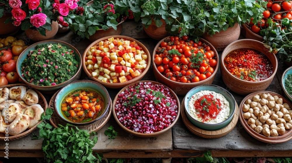 Vibrant Nowruz Celebration with Traditional Haft-Seen Table Stock Photo ...