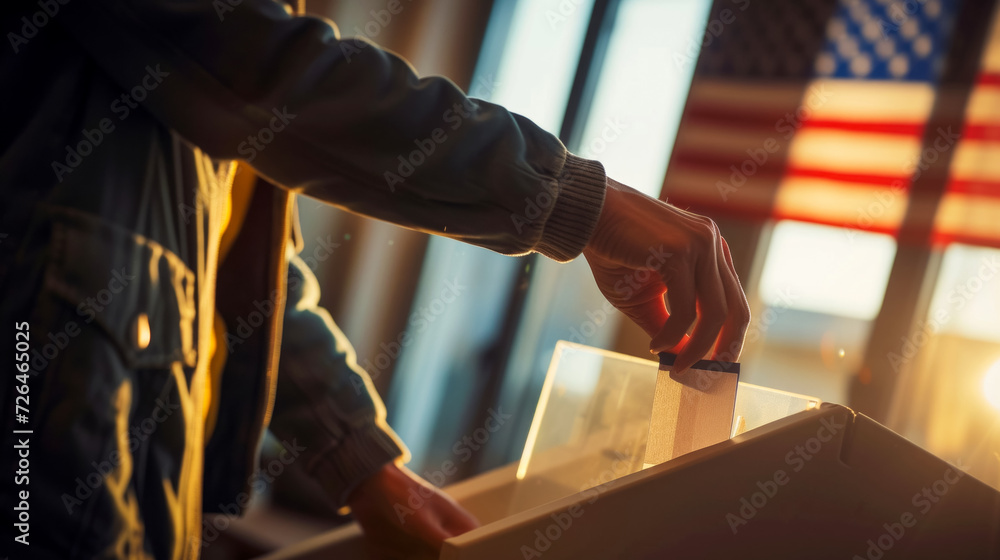Men putting a ballot in the ballot box, elections of deputies and ...